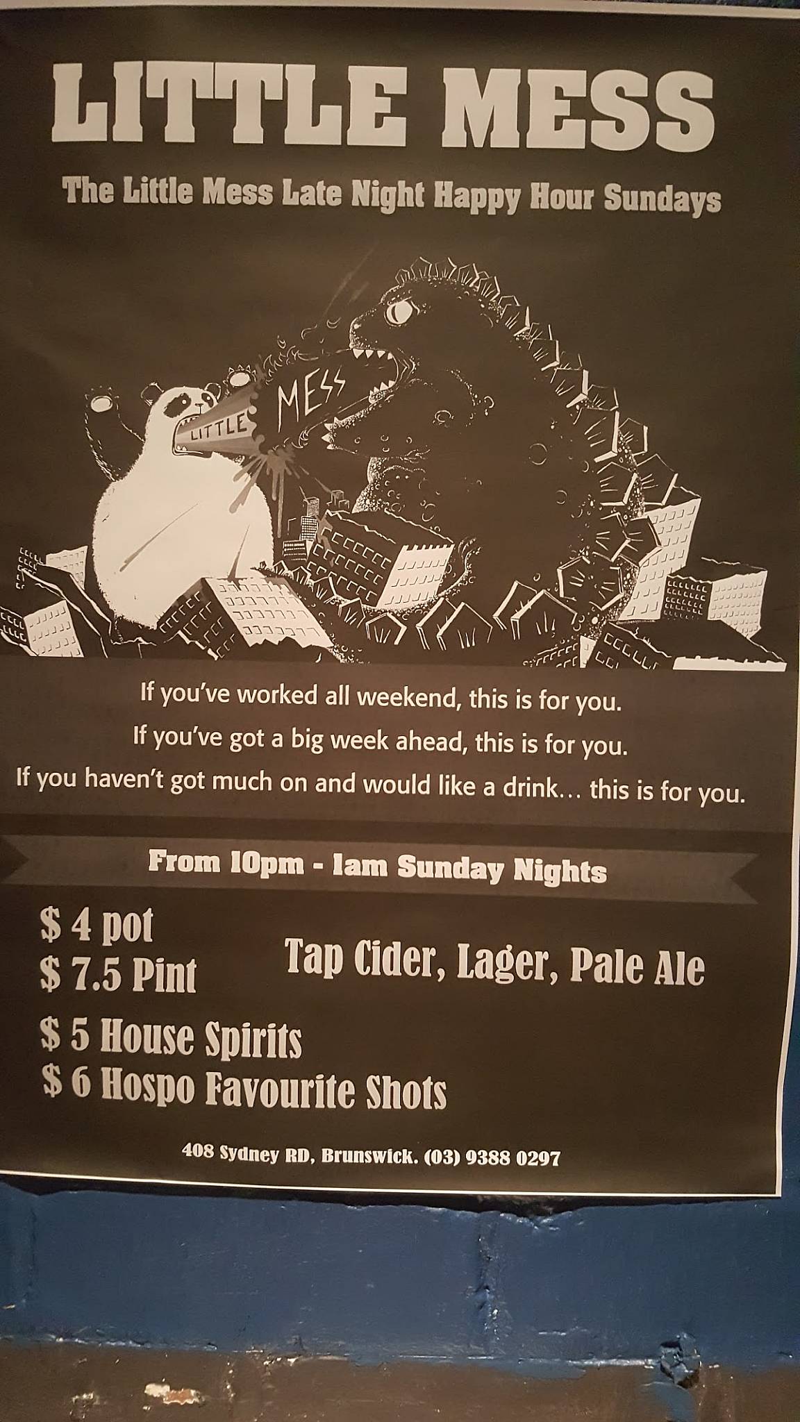 Menu at Little Mess pub & bar, Brunswick