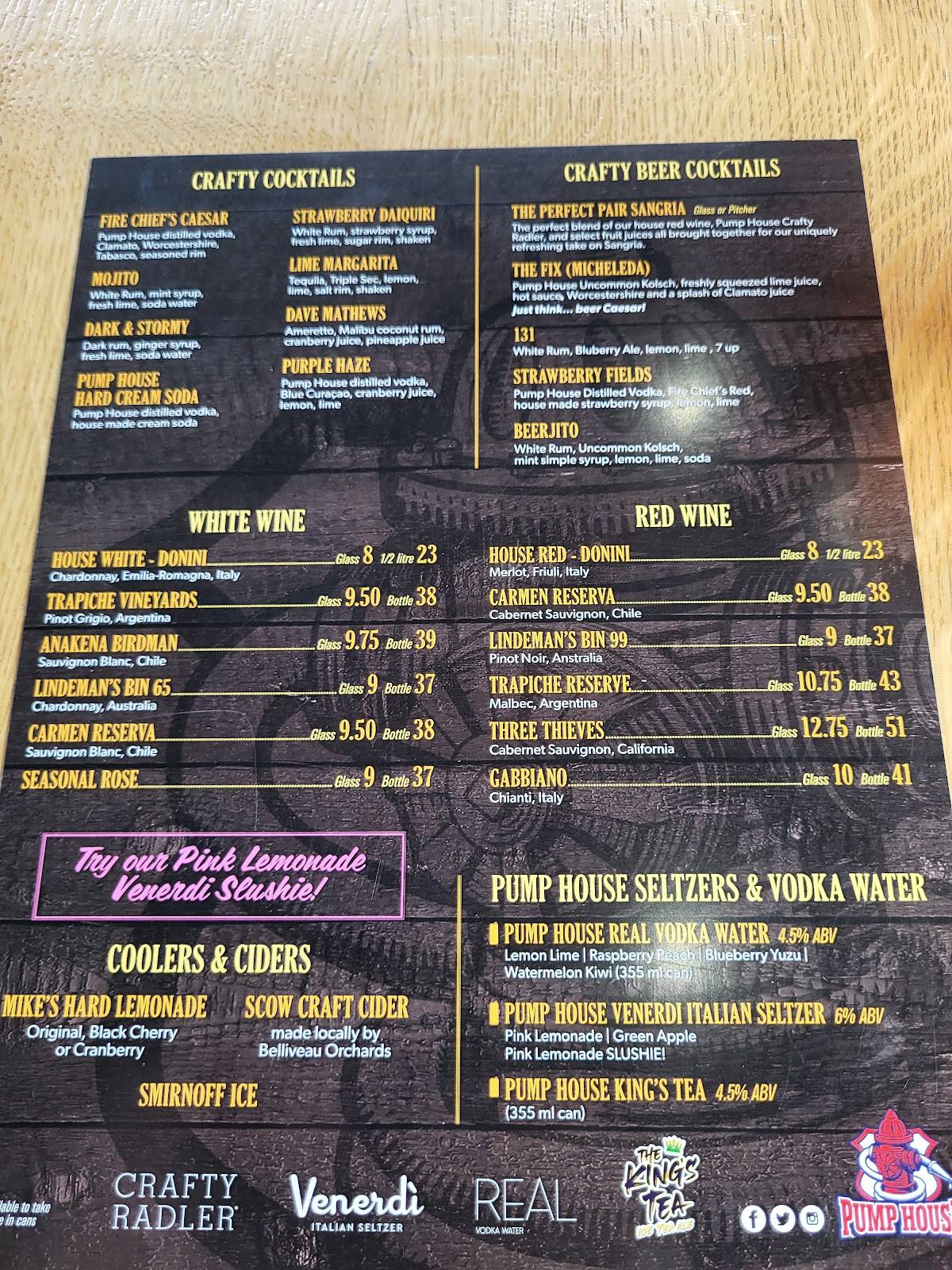 Menu at PUMP HOUSE pub & bar, Shediac