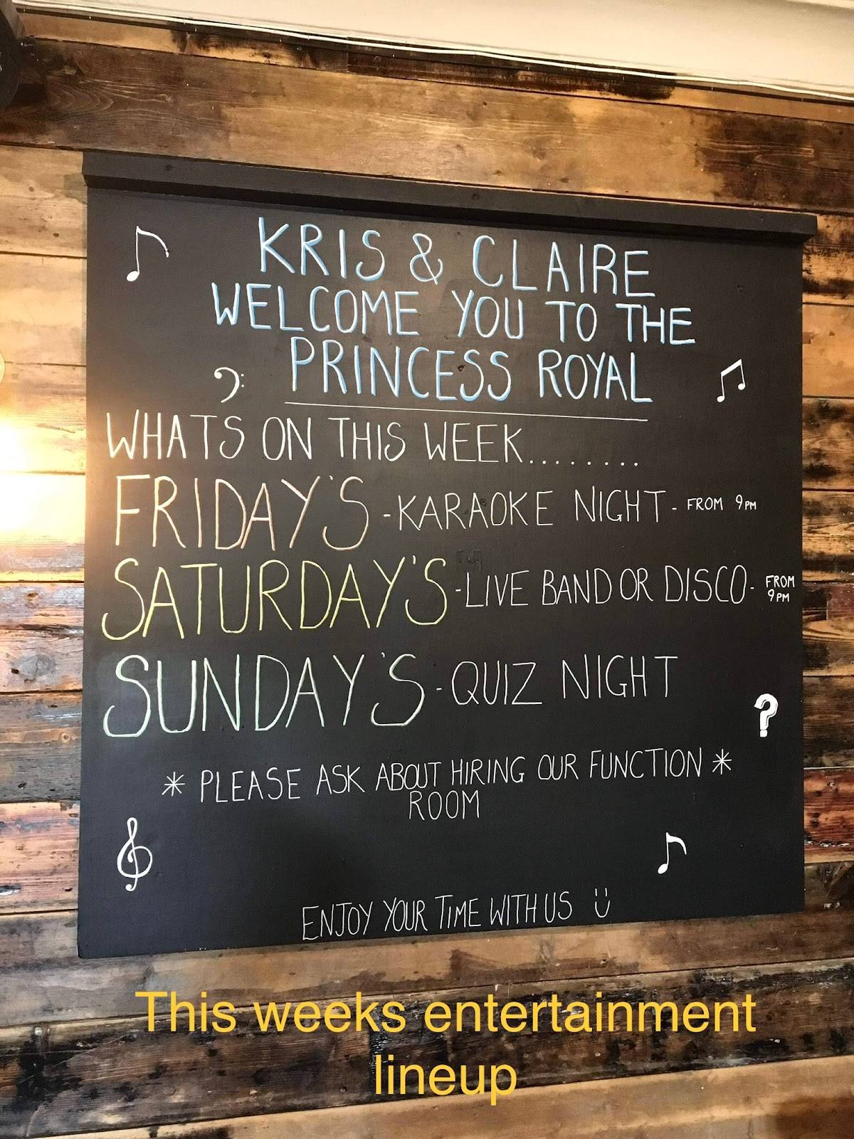 Menu at Princess Royal pub & bar, Taunton