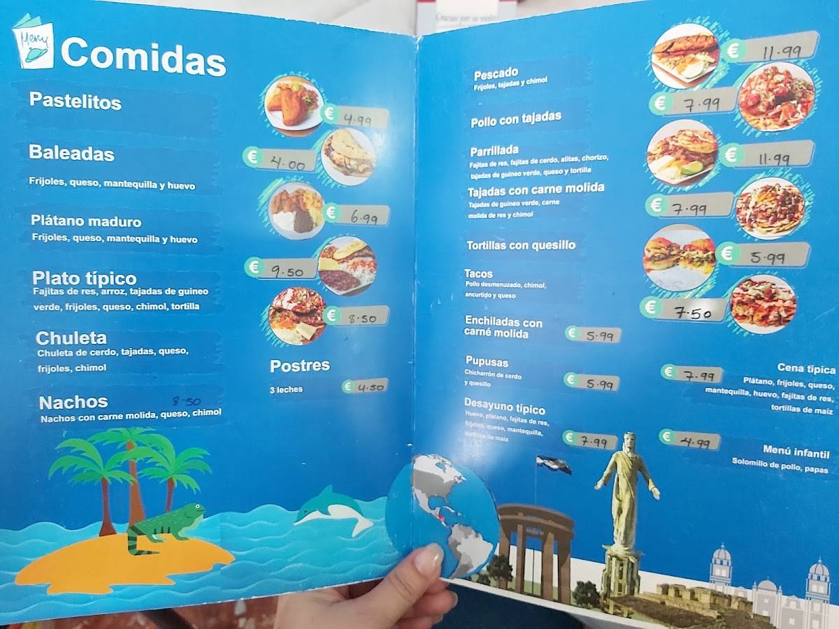 Carta de Restaurante Hondureño Cinco Estrellas, Valencia