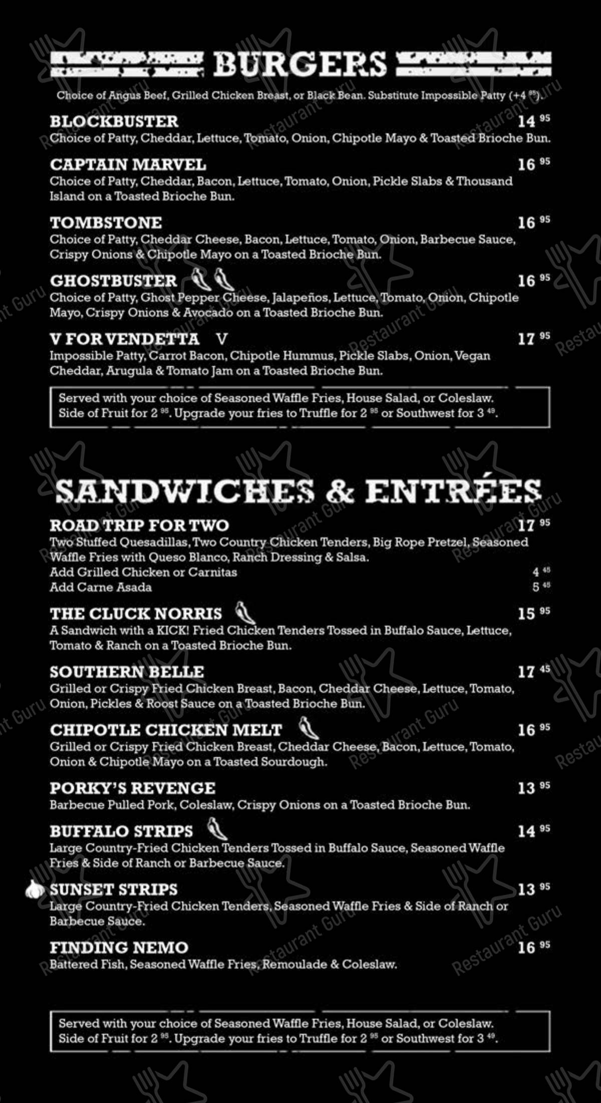 Menu at RoadHouse Cinemas pub & bar, Tucson