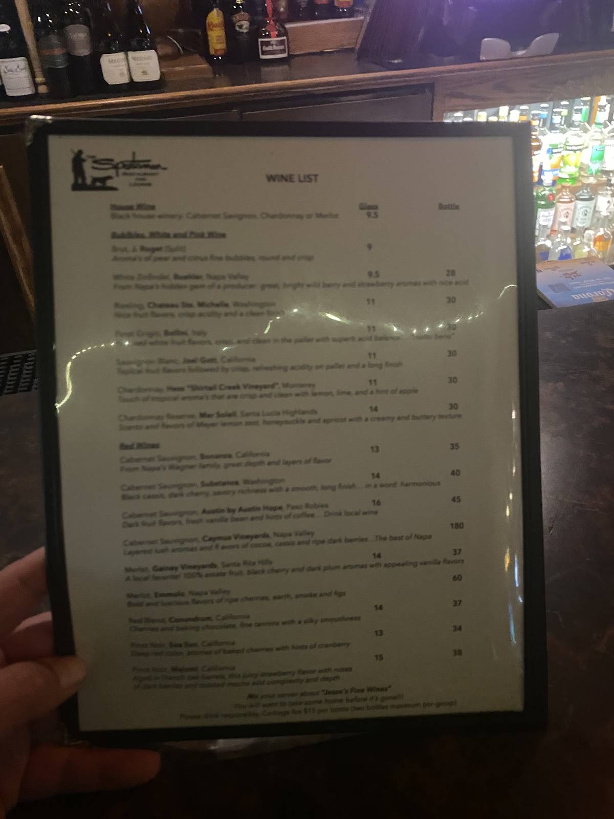 Menu at Sportsman Restaurant, Camarillo, Central Ave