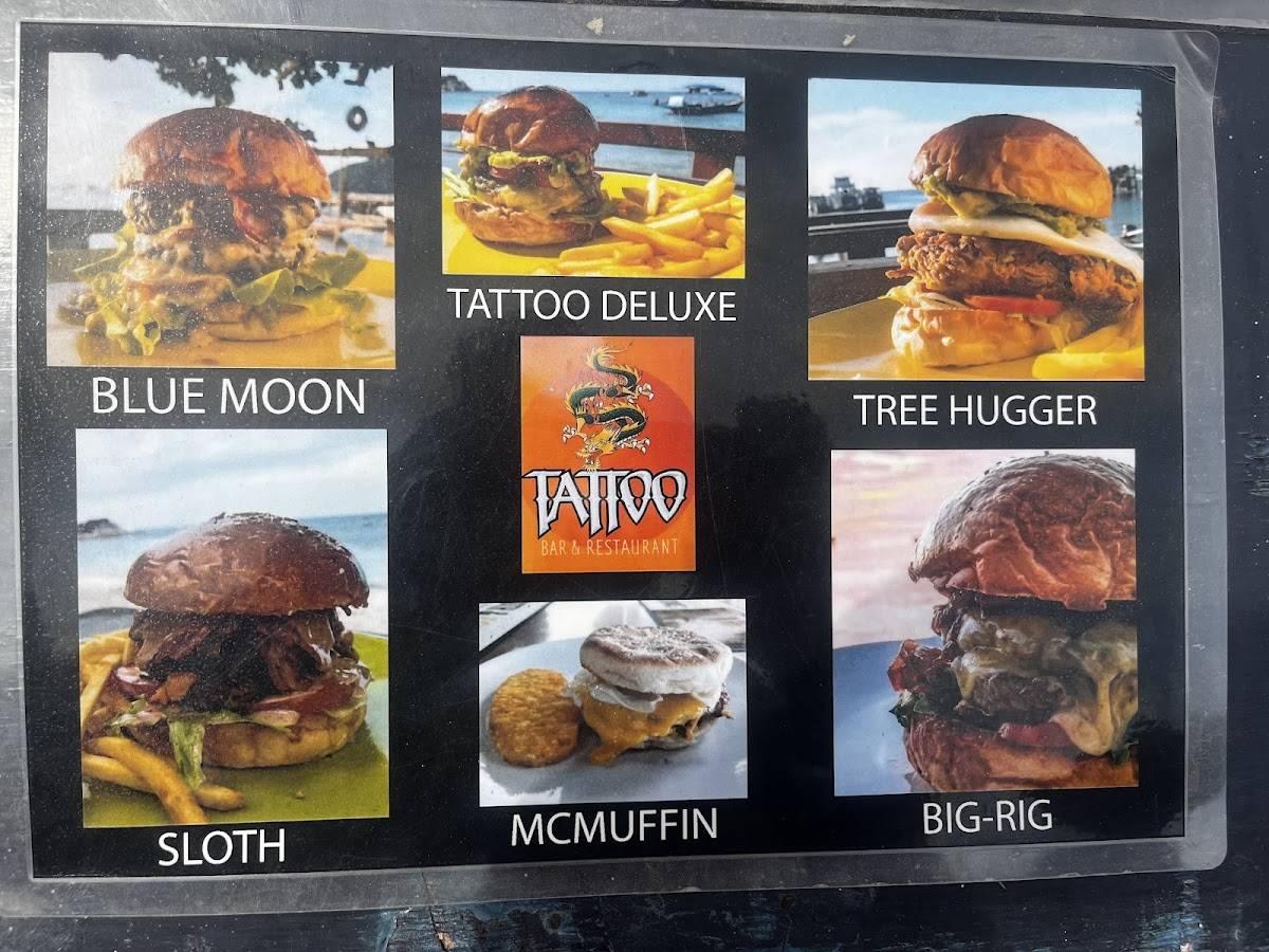Menu at Tattoo Burger Bar & Restaurant, Ko Tao