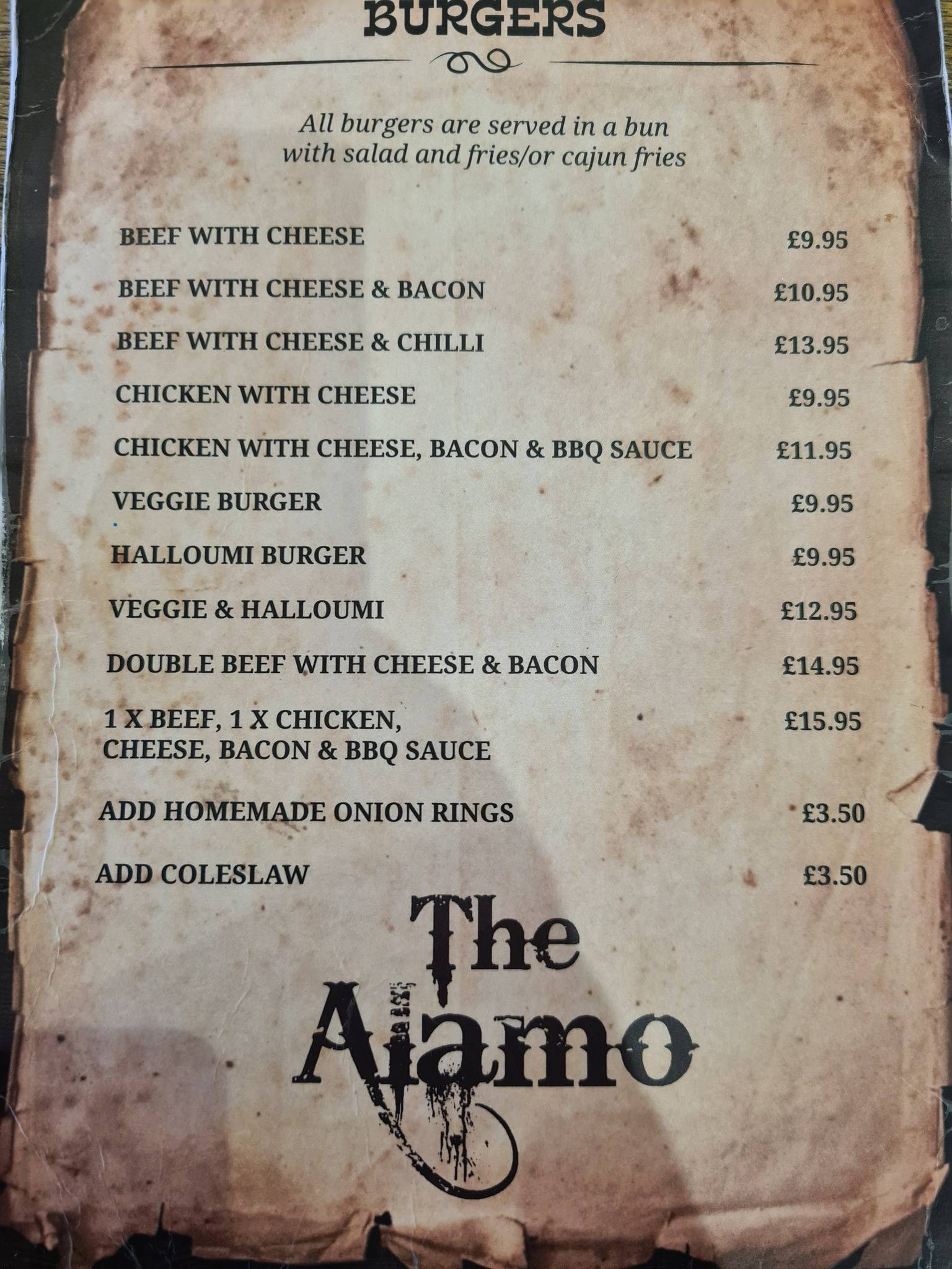 Menu at The Alamo pub & bar, Ryde, 5 Esplanade