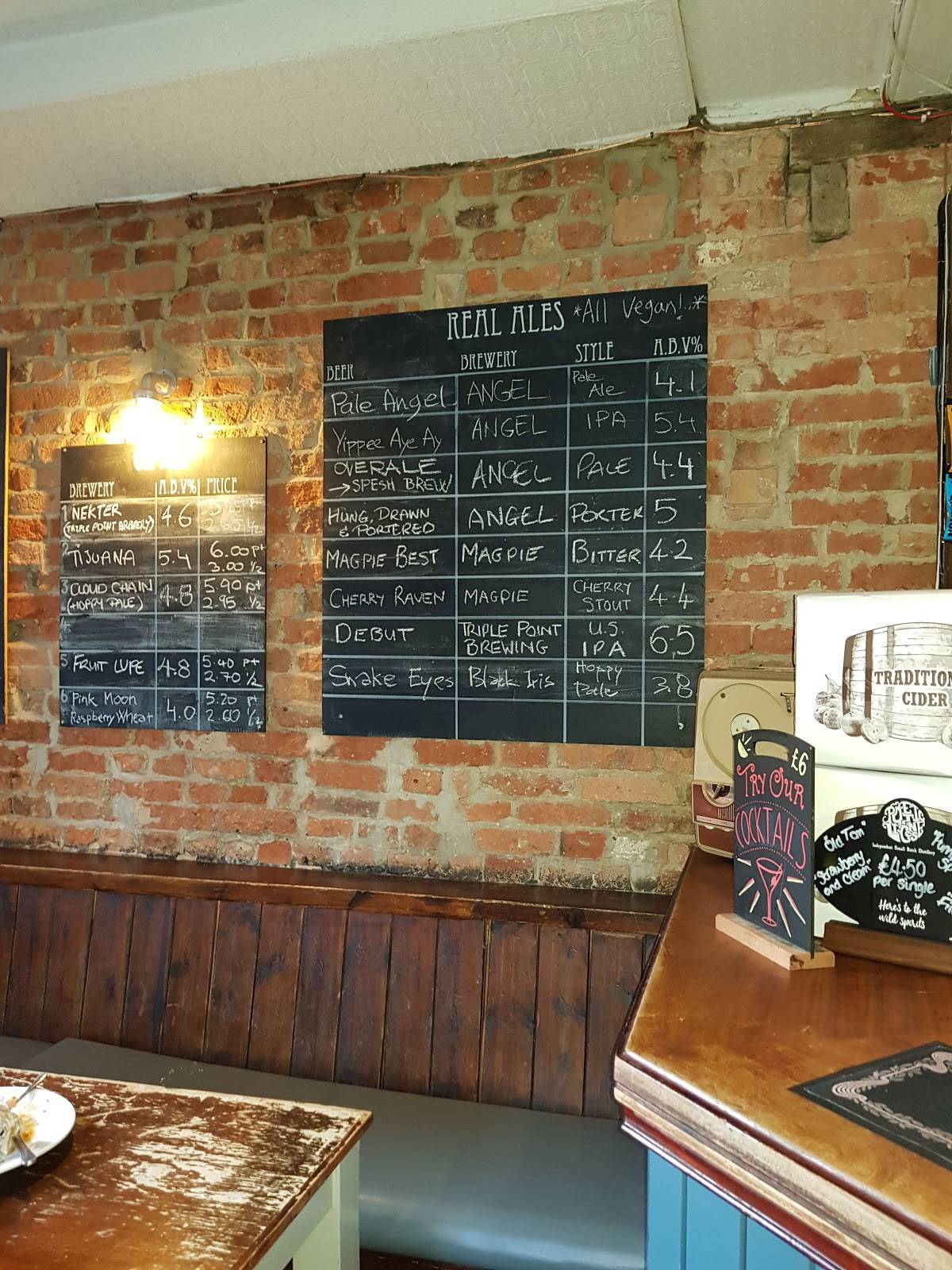 Menu at The Angel Microbrewery pub & bar, Nottingham