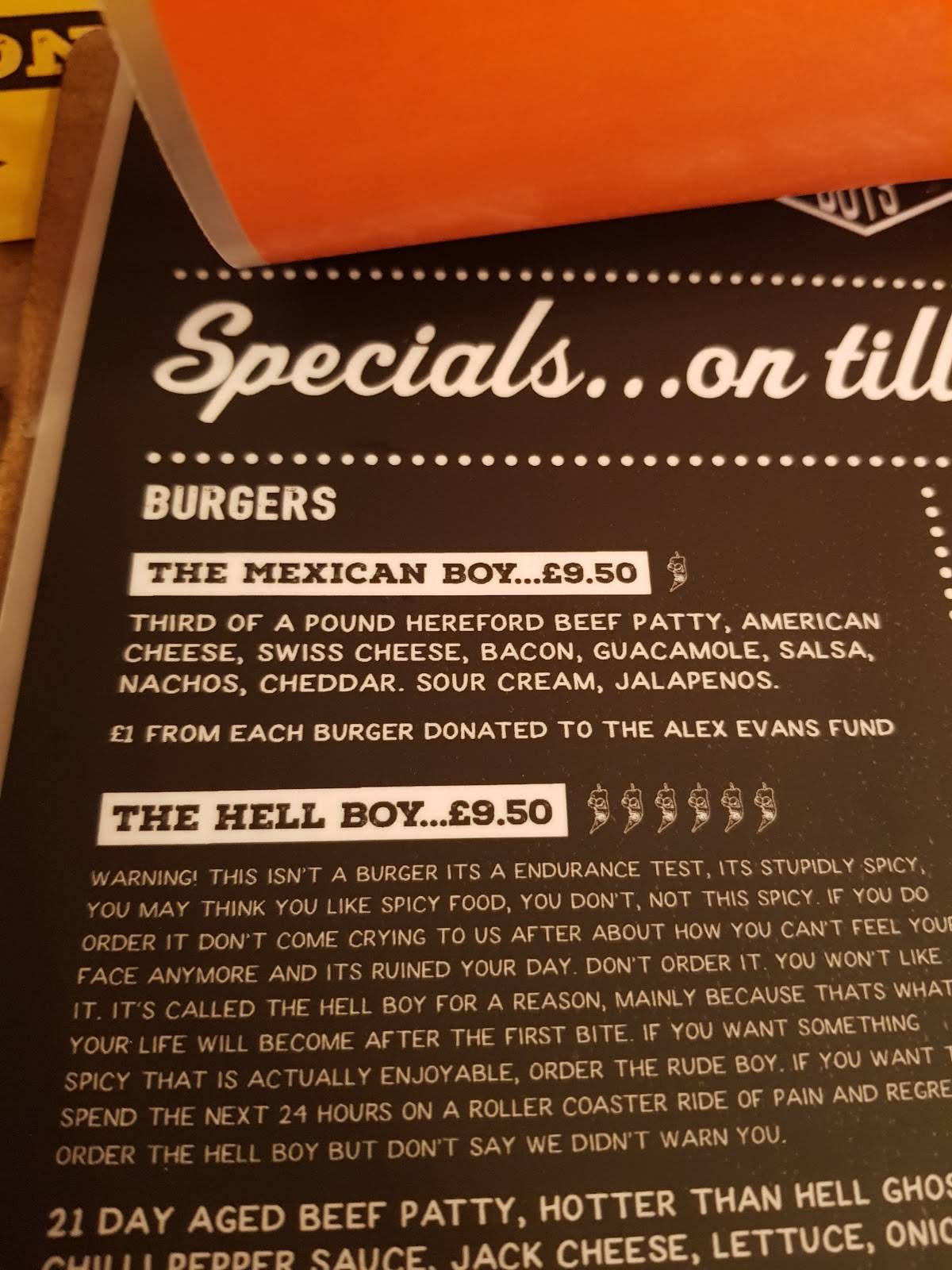 Menu at The Beefy Boys pub & bar, Hereford