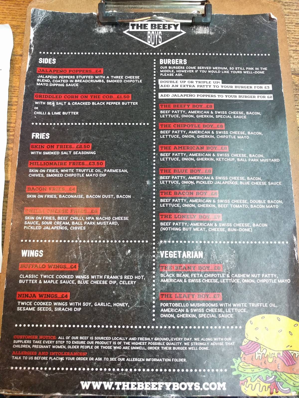Menu at The Beefy Boys pub & bar, Hereford