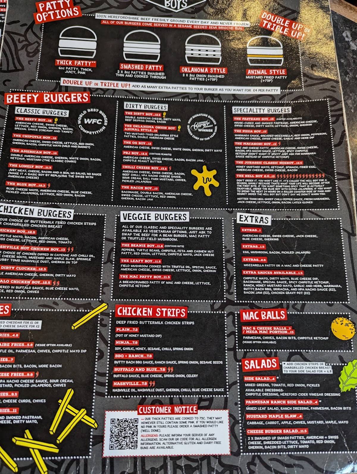 Menu at The Beefy Boys pub & bar, Hereford