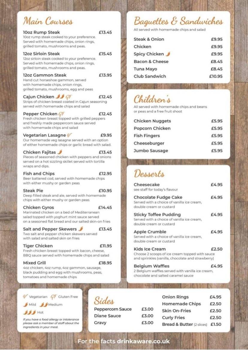 Menu at The Bucks Head Abram pub & bar, Wigan