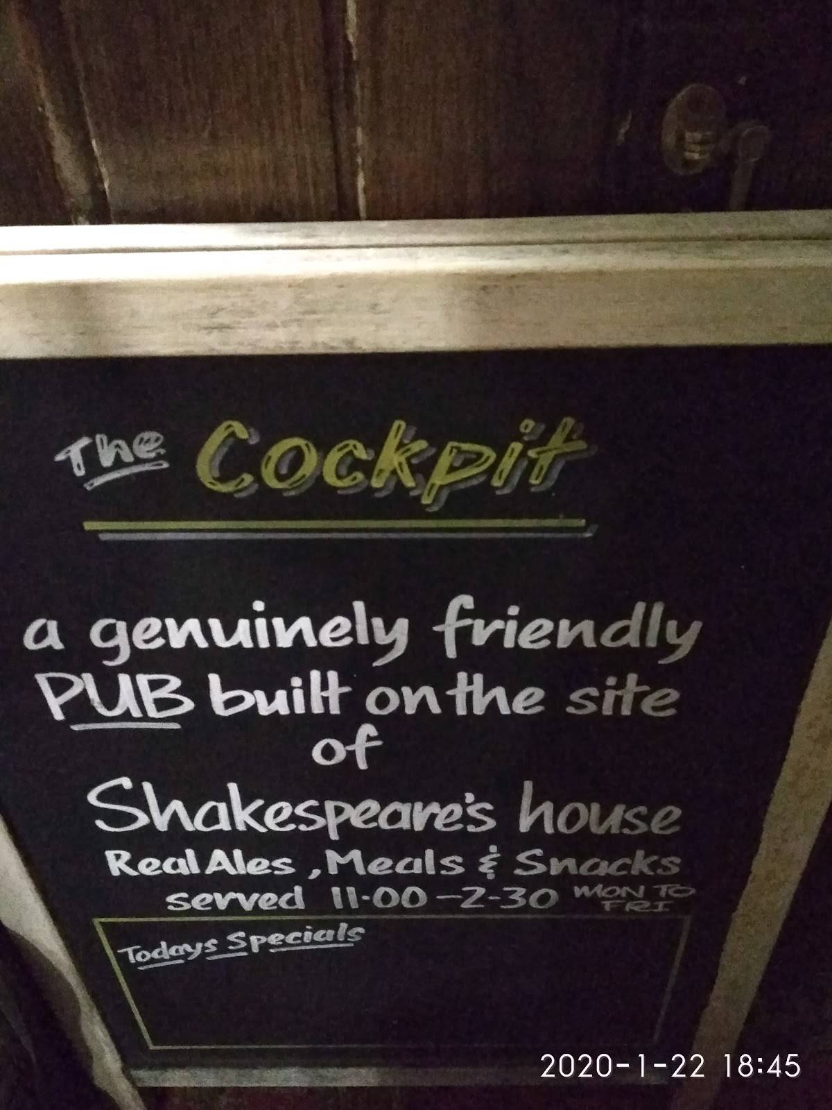 Menu at The Cockpit pub & bar, London