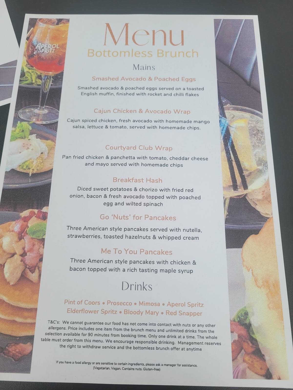 Menu at The Courtyard pub & bar, Scarborough