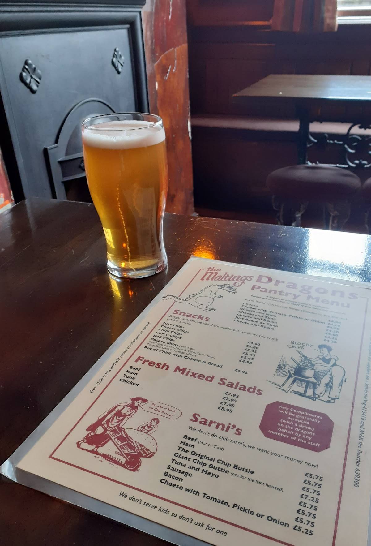 Menu at The Maltings pub & bar, York