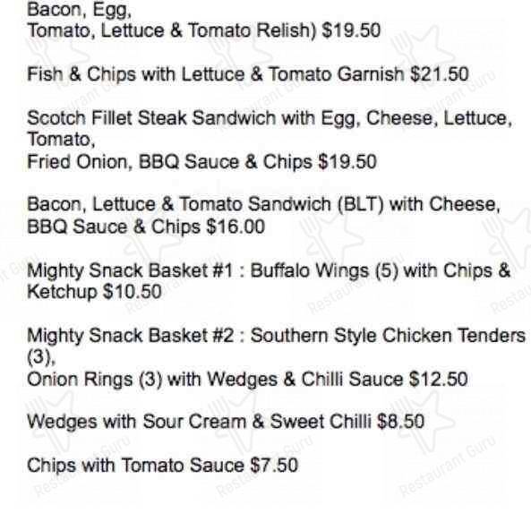 Menu at The Mighty Quinn Tavern pub & bar, Tuart Hill