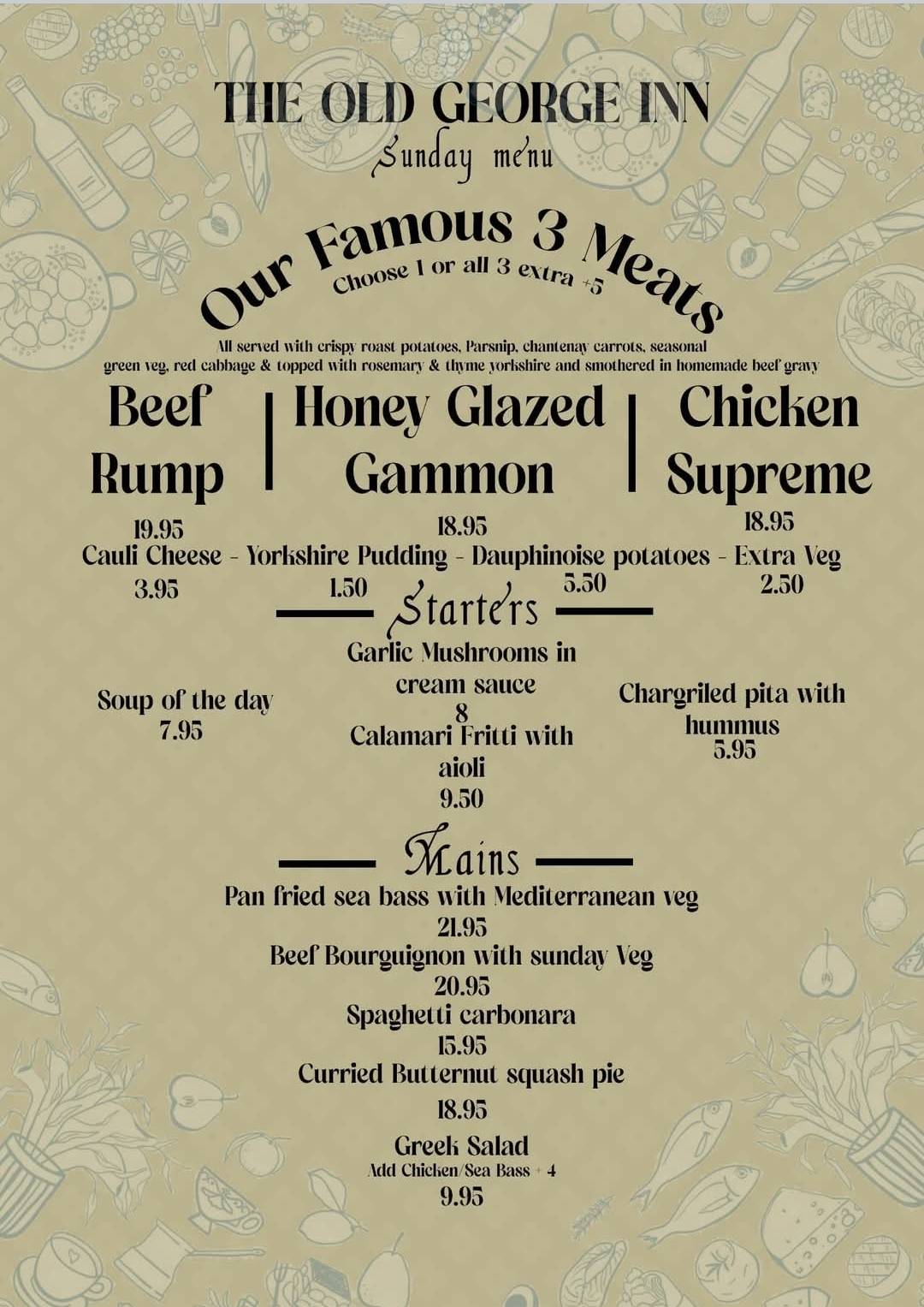 Menu at The Old George Inn pub & bar, Cirencester