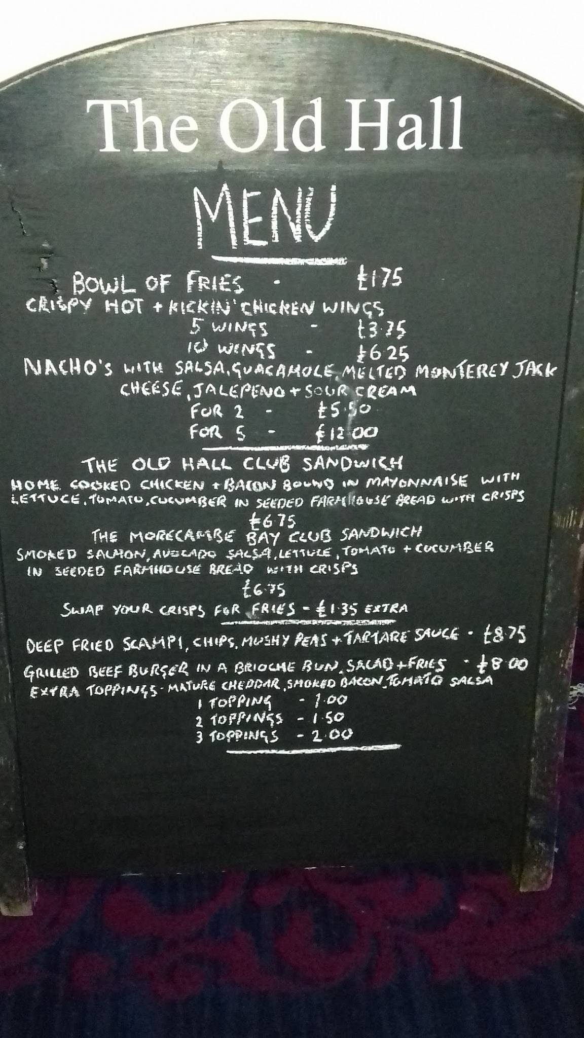 Menu at The Old Hall Inn pub & bar, Morecambe