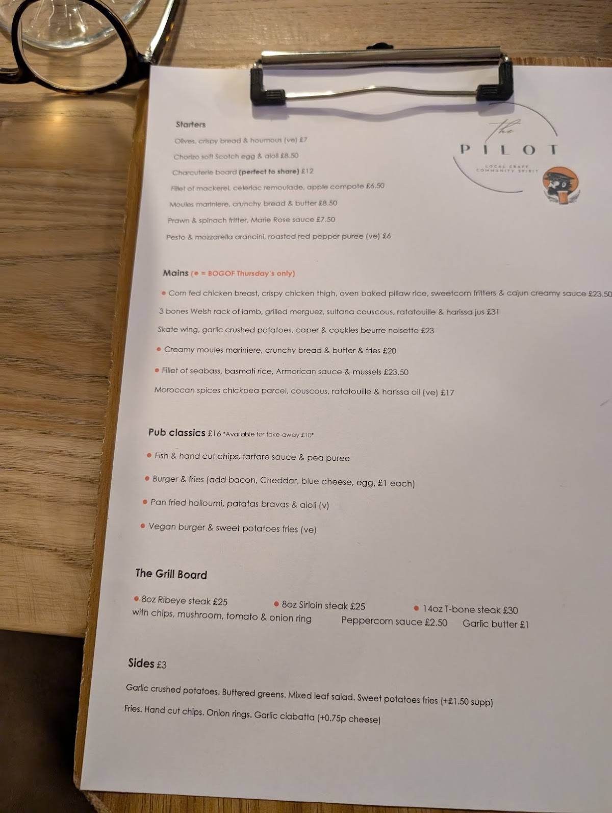 Menu at The Pilot Penarth pub & bar, Penarth