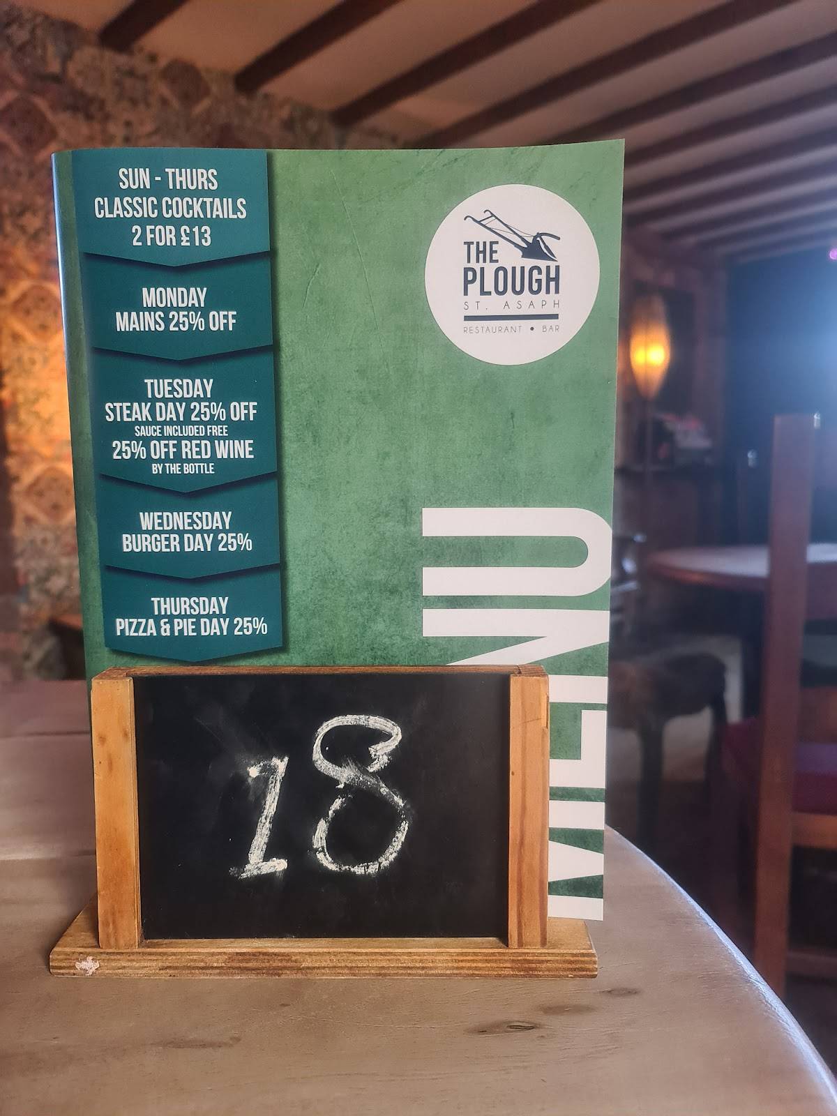 Menu at The Plough Inn pub & bar, Saint Asaph