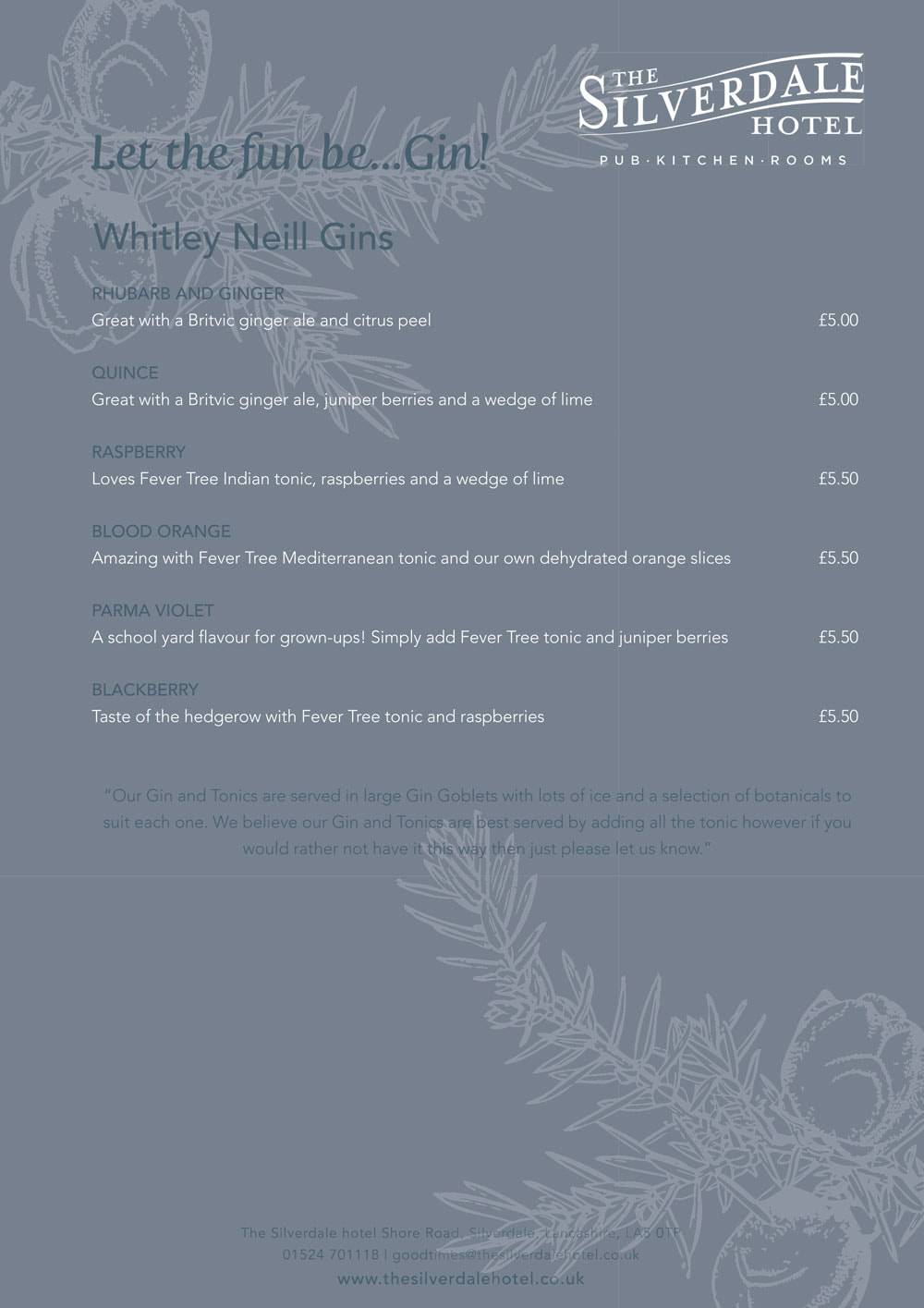 Menu at The Silverdale Hotel pub & bar, Silverdale