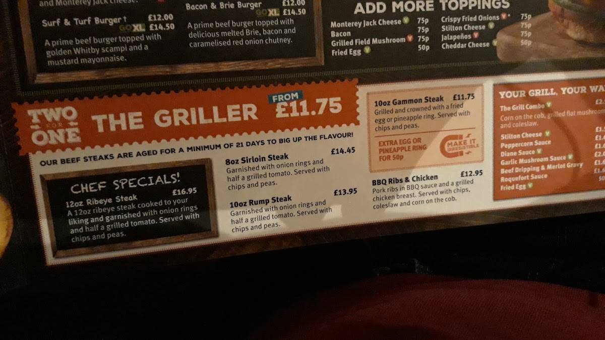 Menu at Trigger Pond pub & bar, Great Sankey, Lingley Green Avenue