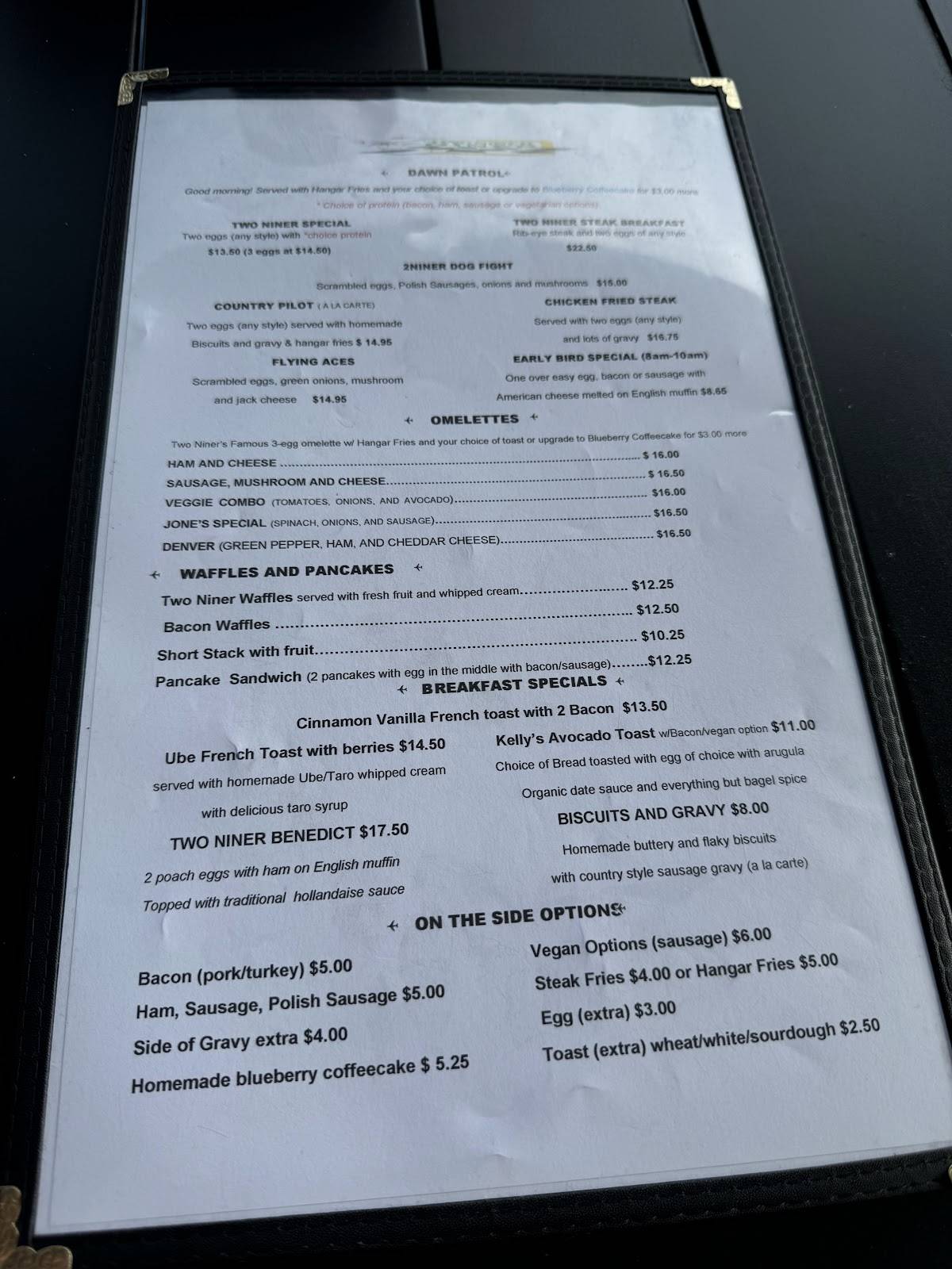 Menu at Two Niner Diner pub & bar, Petaluma, 561 Sky Ranch Dr