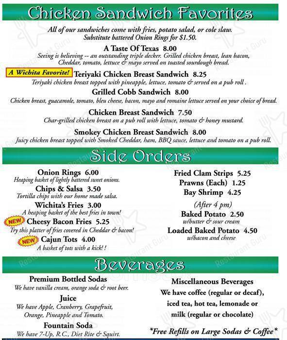 Menu at Wichita Pub, Clackamas