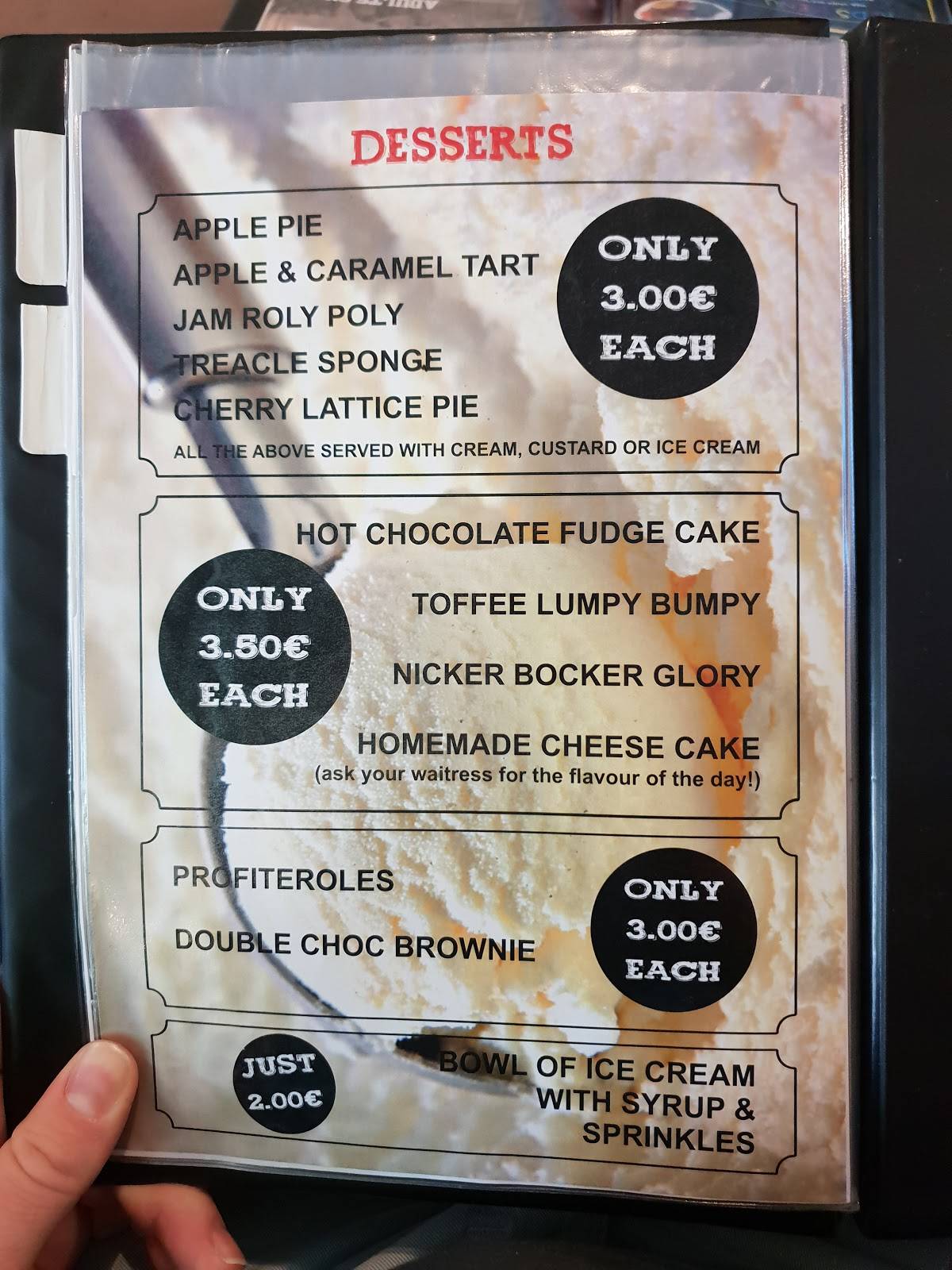 Menu at Yorkshire Pride 1 pub & bar, Benidorm