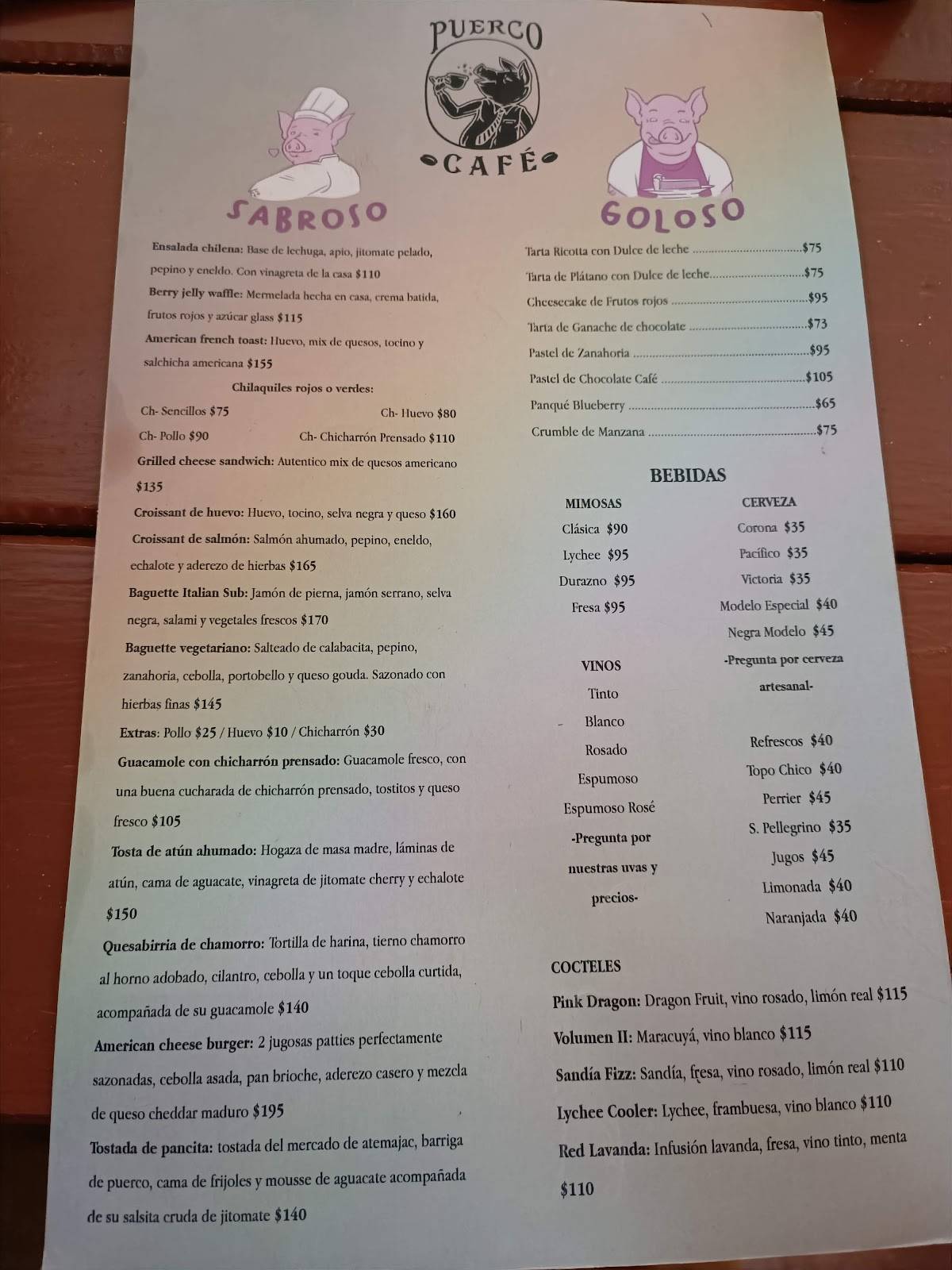 Carta de Puerco Café, Guadalajara
