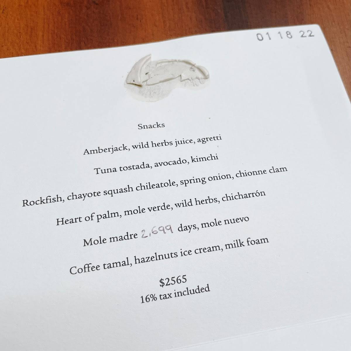 Carta del restaurante Pujol - Tasting Menu, Ciudad López Mateos ...