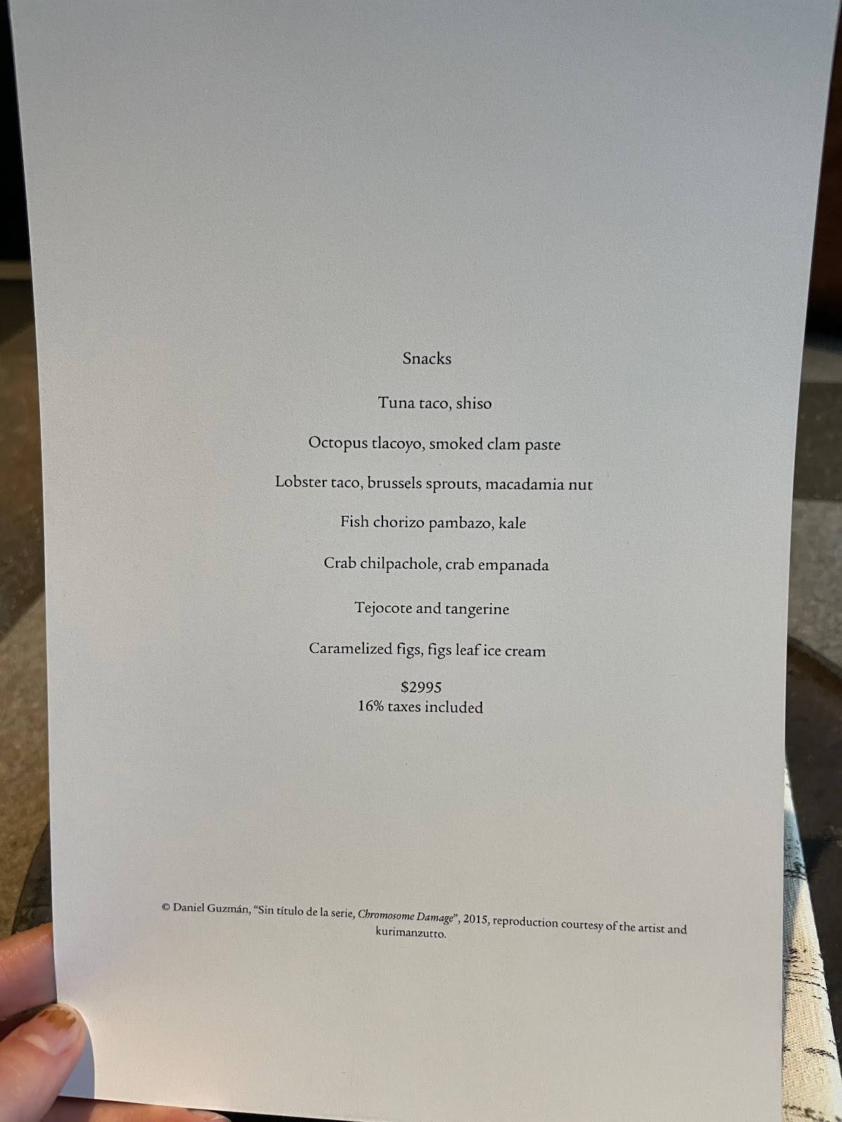 Carta del restaurante Pujol - Tasting Menu, Ciudad López Mateos ...