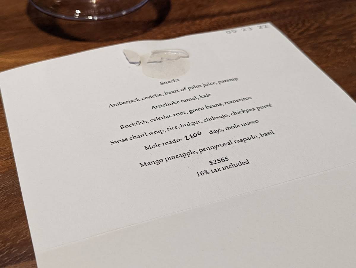 Carta del restaurante Pujol - Tasting Menu, Ciudad López Mateos ...
