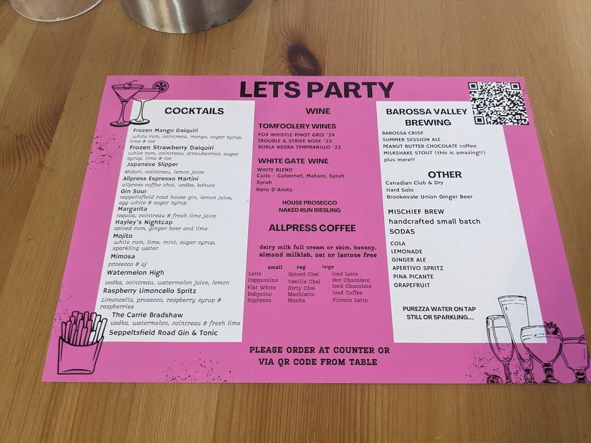 Menu at Pulp + Thread pub & bar, Nuriootpa, 79 Murray St