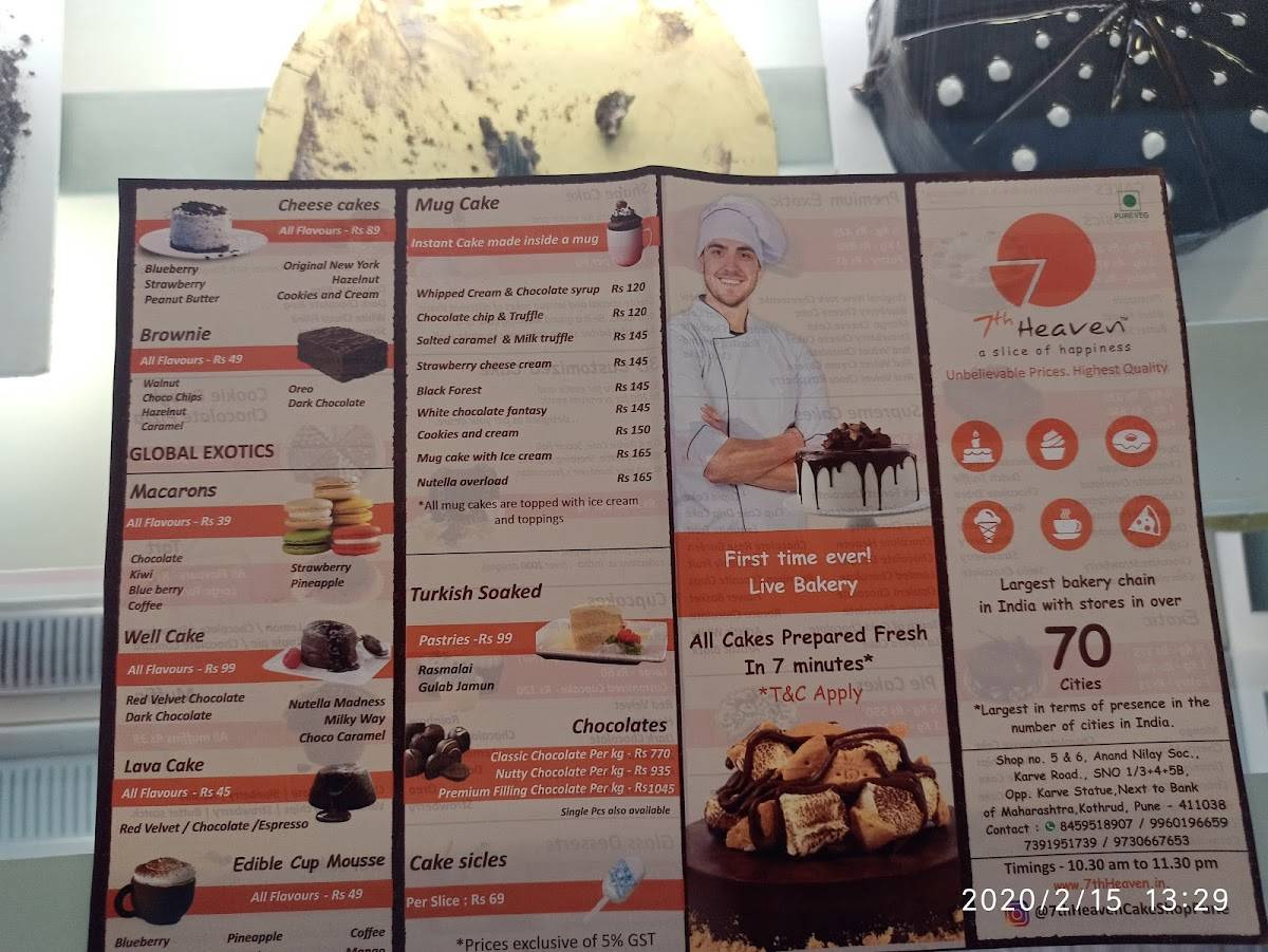 Menu at 7th Heaven, Pune, Shop No 5 & 6