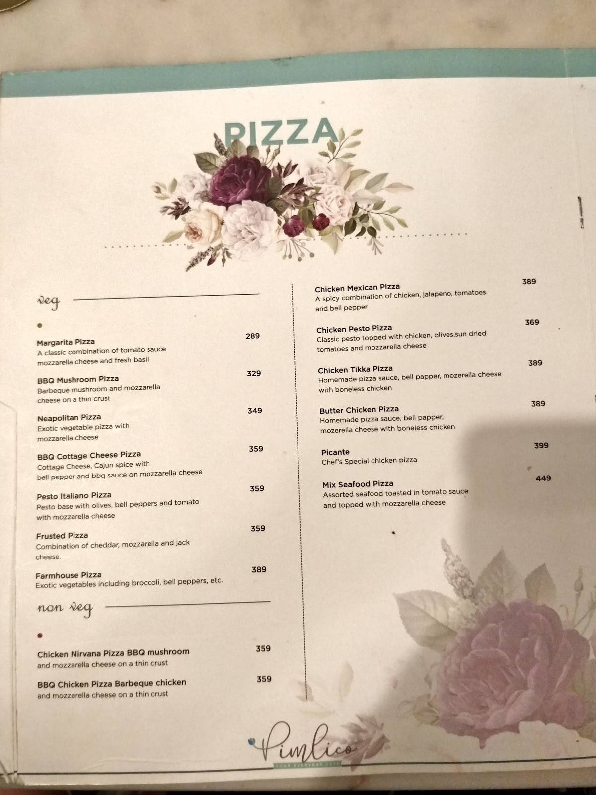 Menu at Pimlico Kothrud, Pune