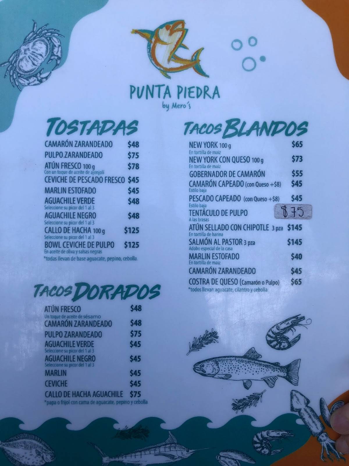 Carta del restaurante Punta Piedra Marisquería, Zapopan