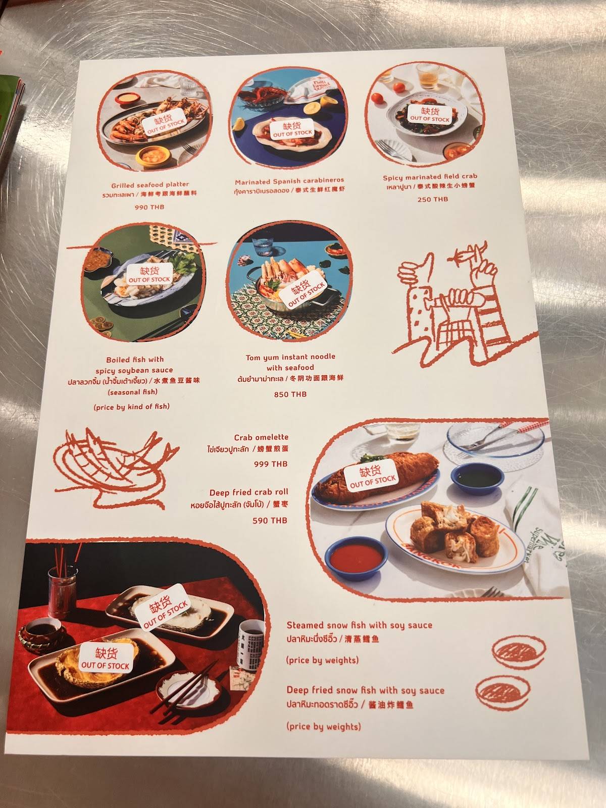 Menu at Puponfai & Zapponfai restaurant, Bangkok