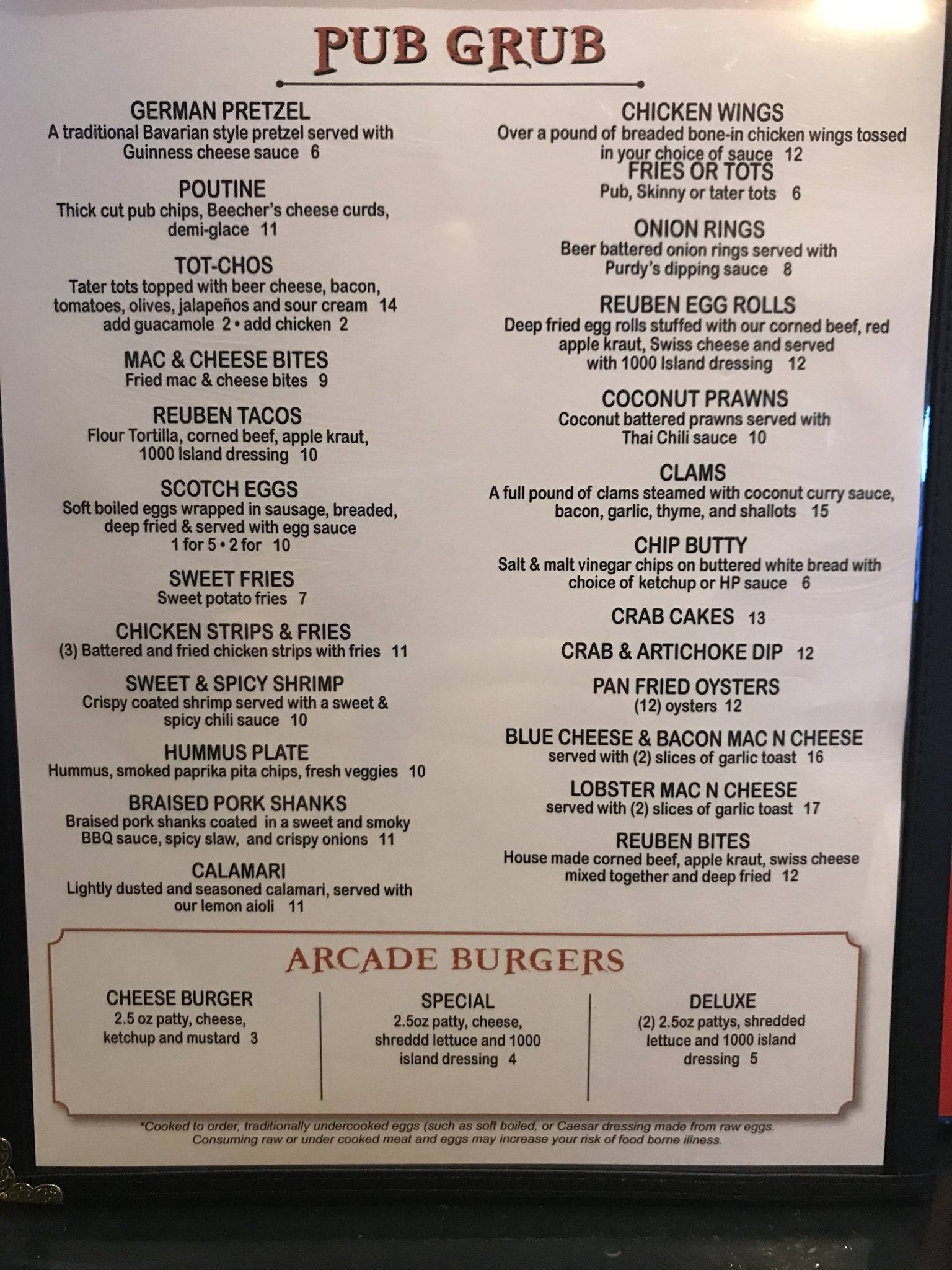 Menu at Gordon and Purdy's pub & bar, Sumner, 64th St E