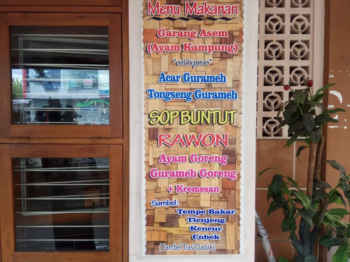 Menu at RM Pawon Jawa restaurant, Purwokerto