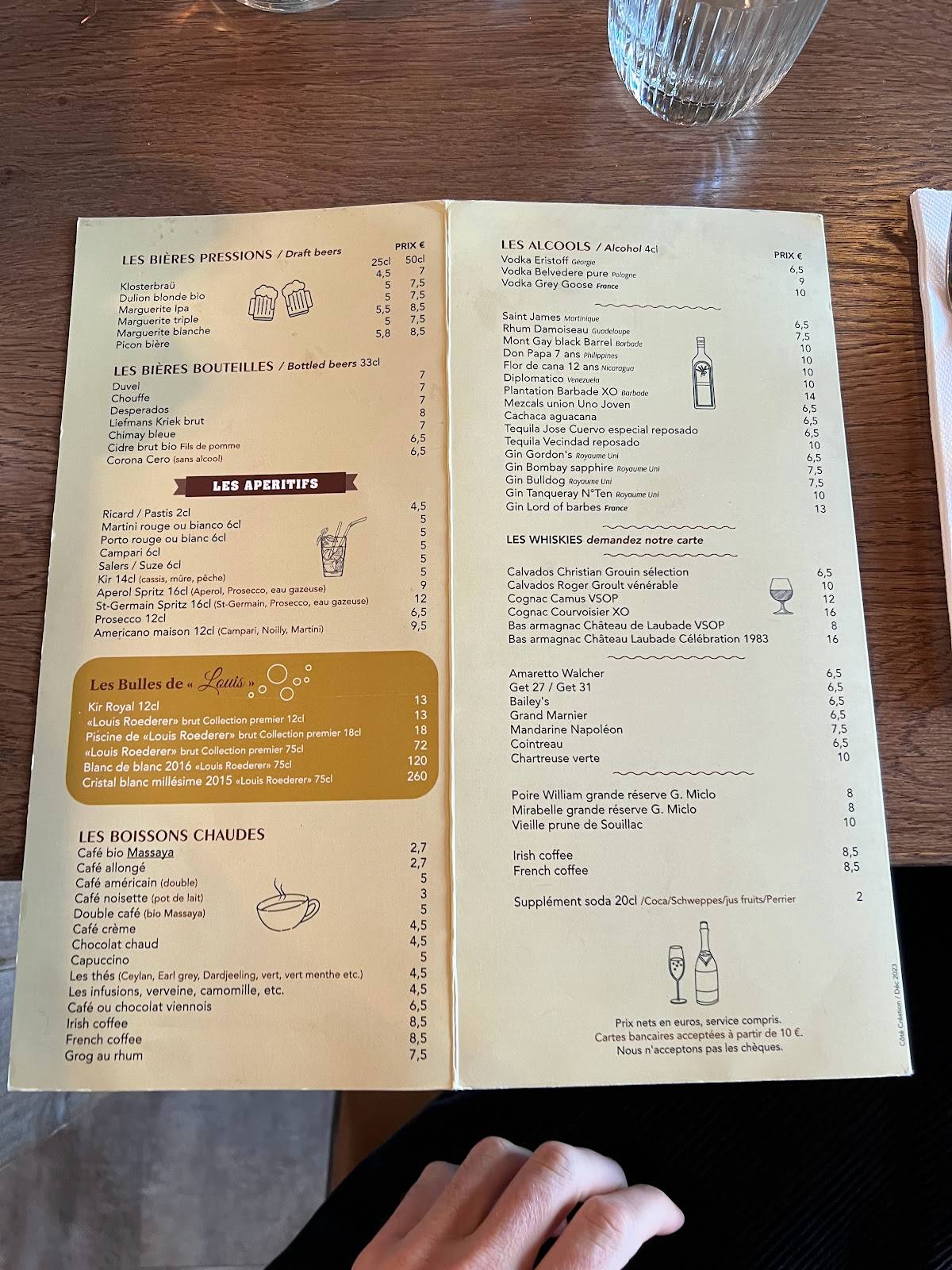 Menu au Quartier LORETTE restaurant, Paris