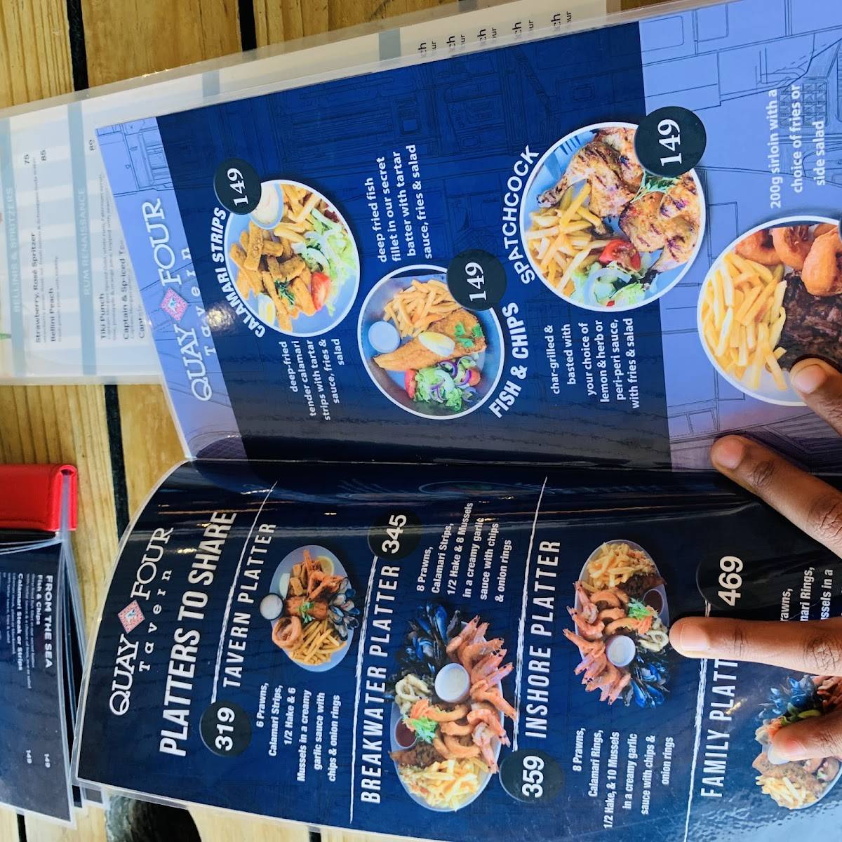Menu at Quay Four Restaurant, Cape Town, Quay
