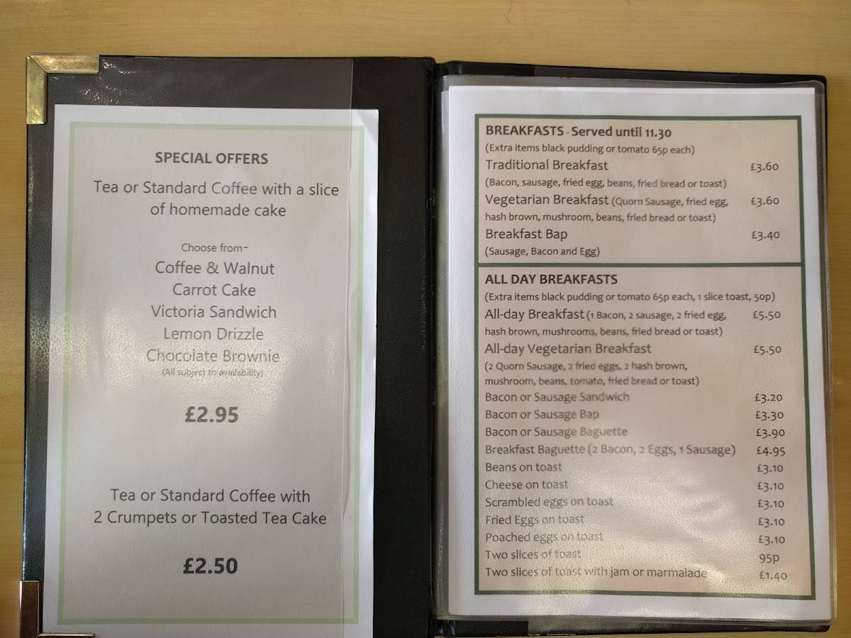 Menu at Queen Elizabeth Cafe, Torquay