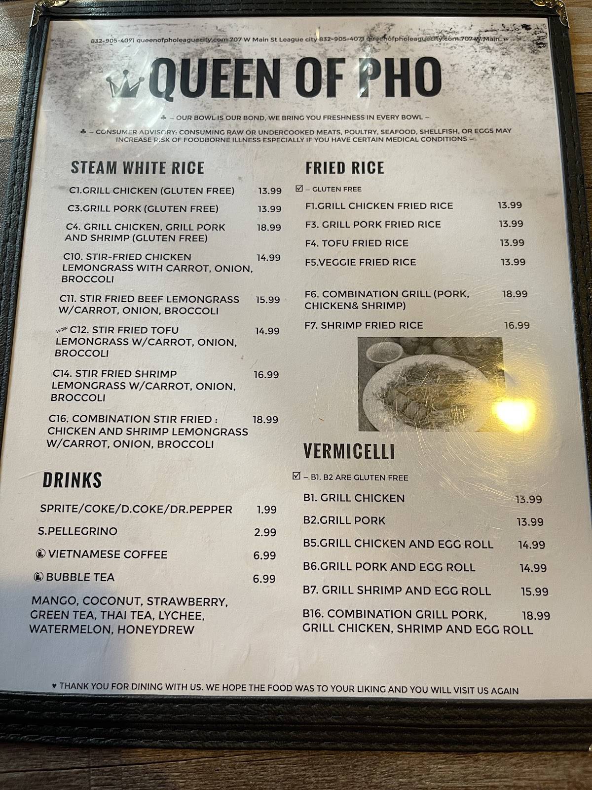 Menu at Queen Of Pho restaurant, League City