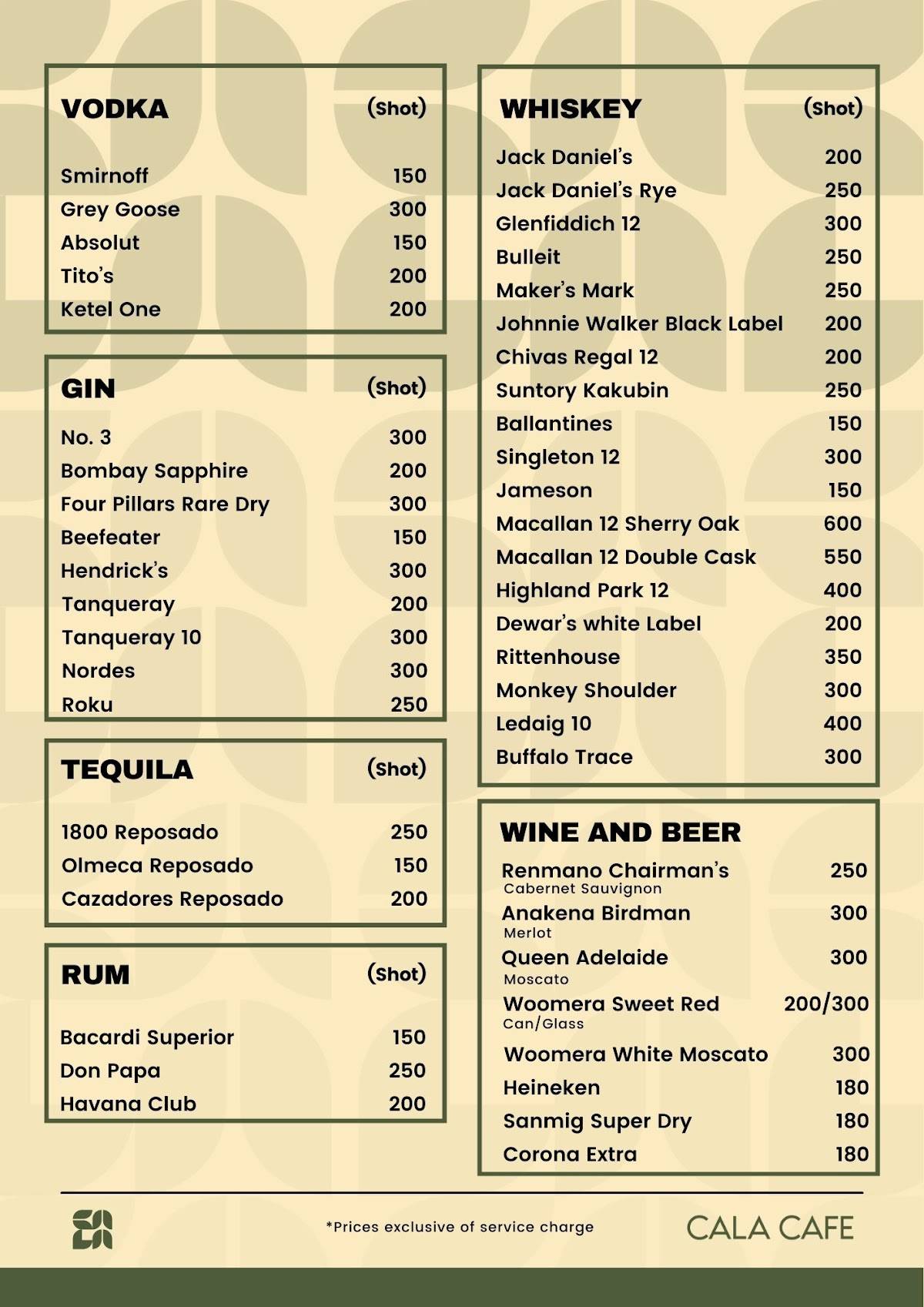 Menu at Cala Cafe, Quezon City