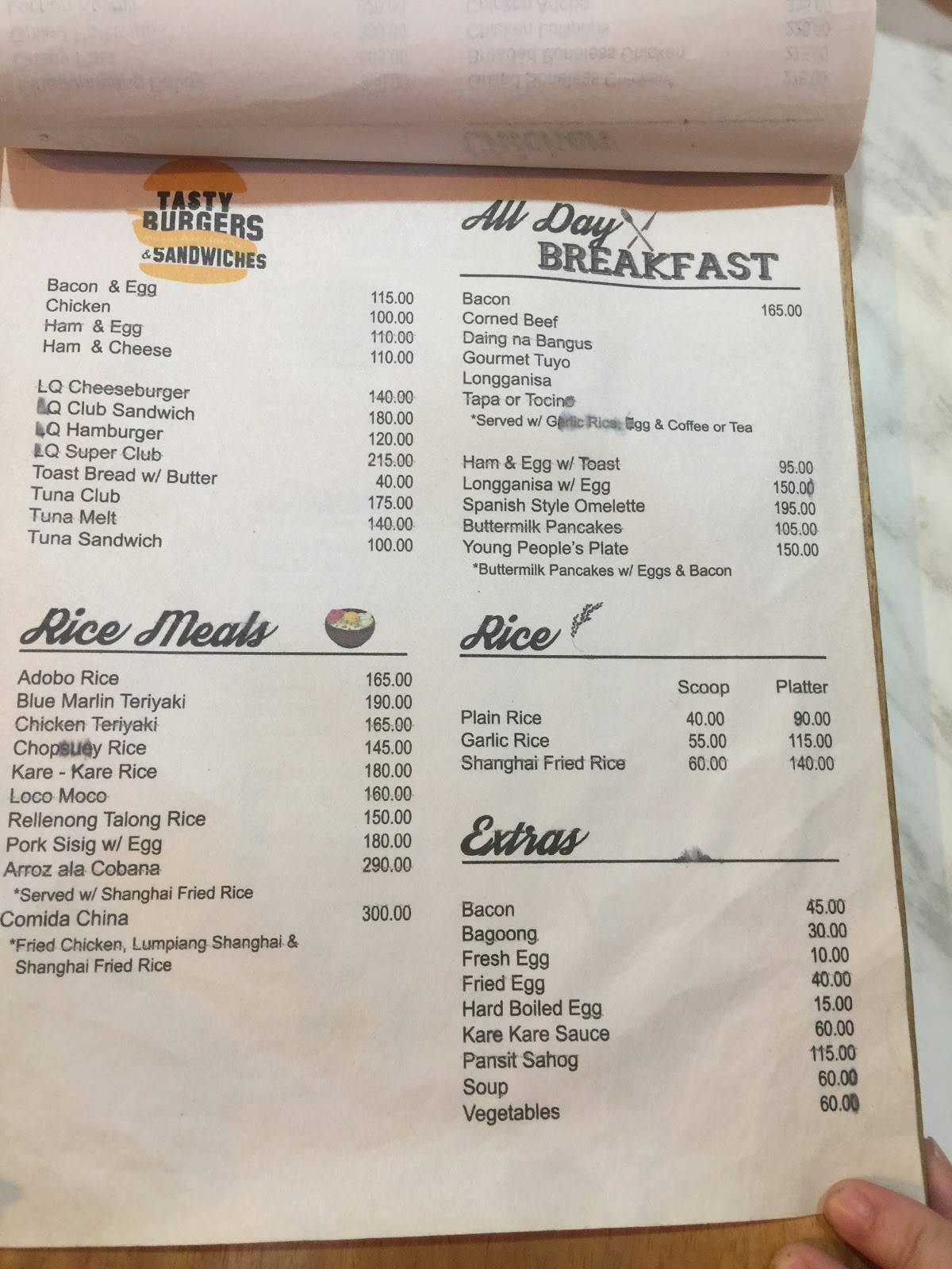 Menu at Little Quiapo desserts, Quezon City