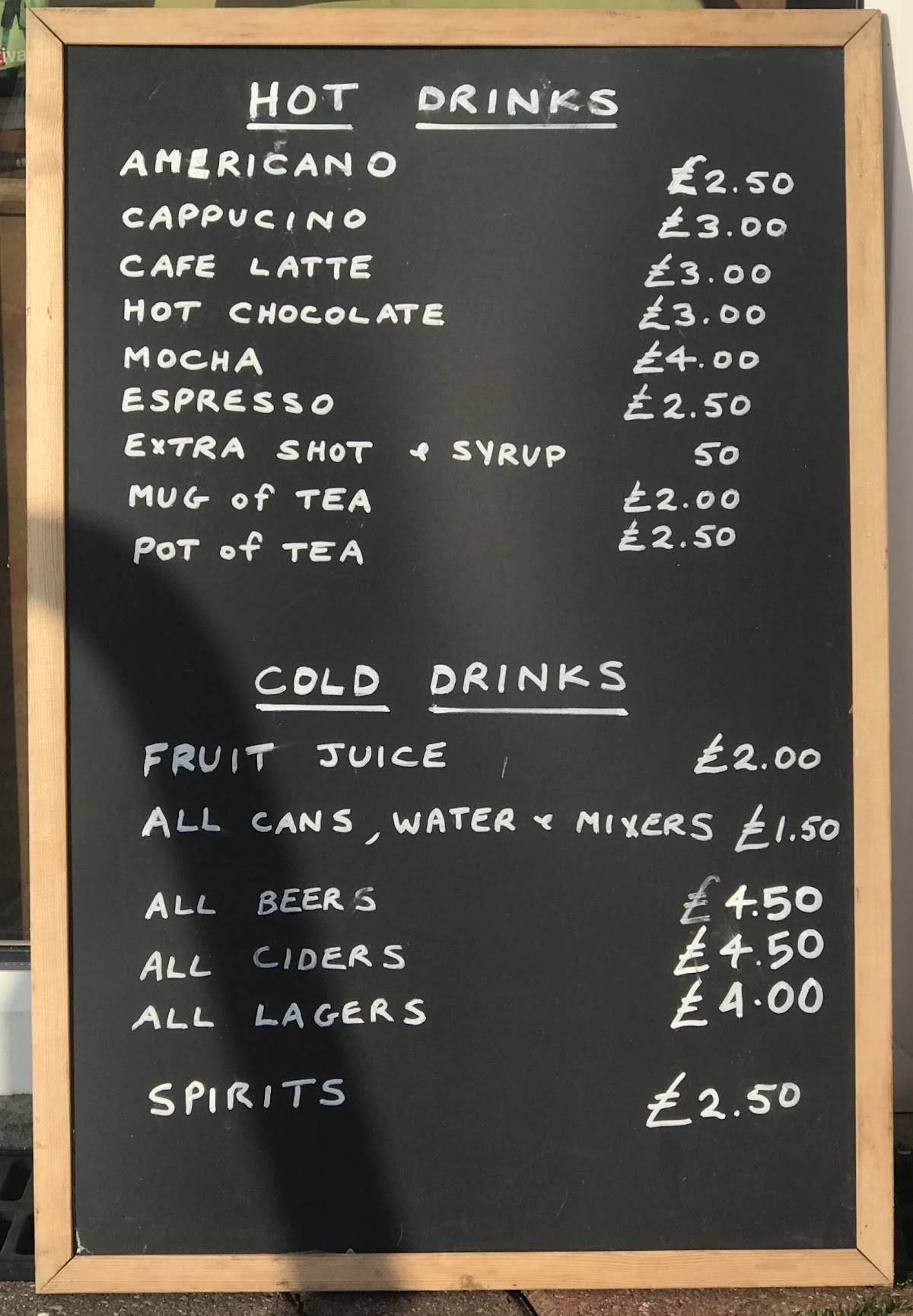 Menu at Quiddles Cafe, Portland, The Esplanade