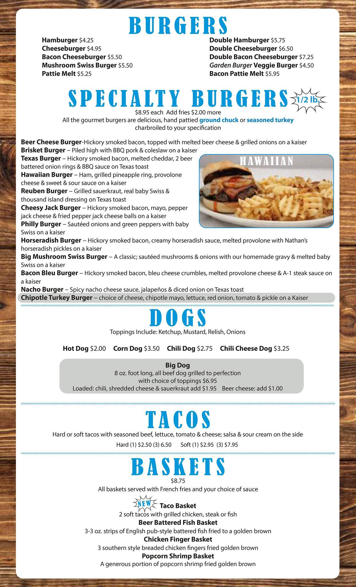 Menu at Mr Bill's Bar & Grill, Quincy
