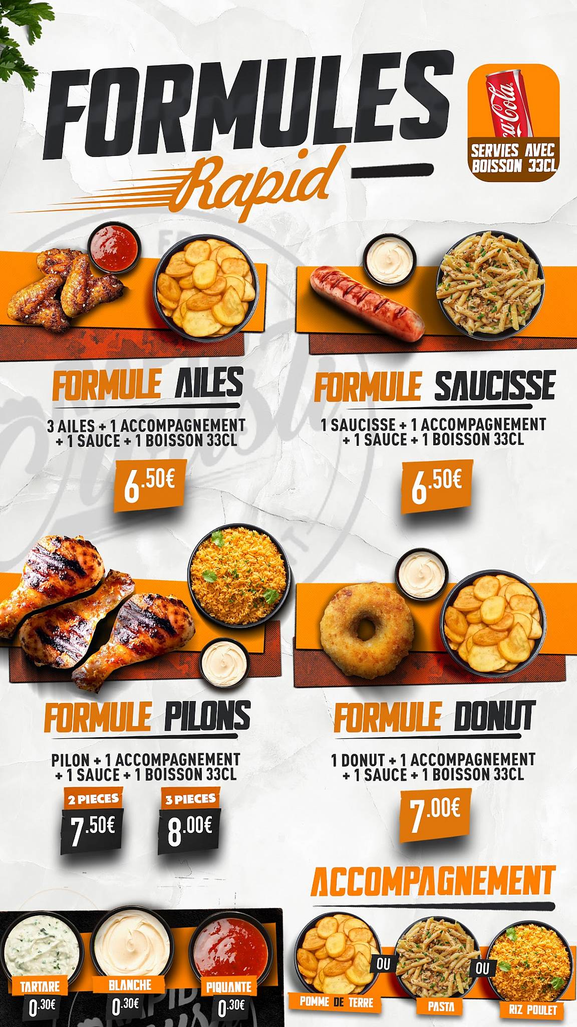 Menu au RAPID CROUSTI L'AUTHENTIQUE restaurant, Billy-Montigny