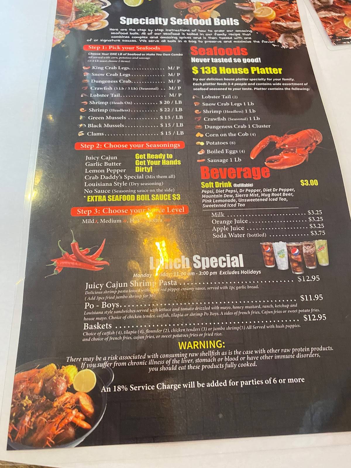 Menu at RUSTY CRAB DADDY restaurant, St. George