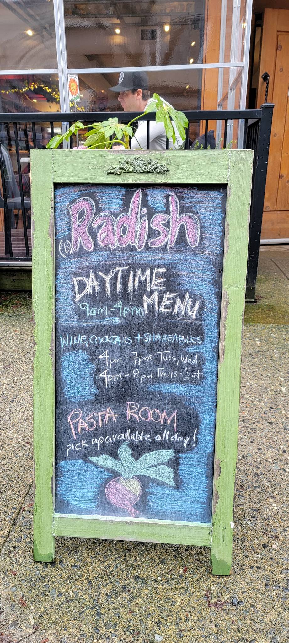 Menu at Radish restaurant, Vancouver
