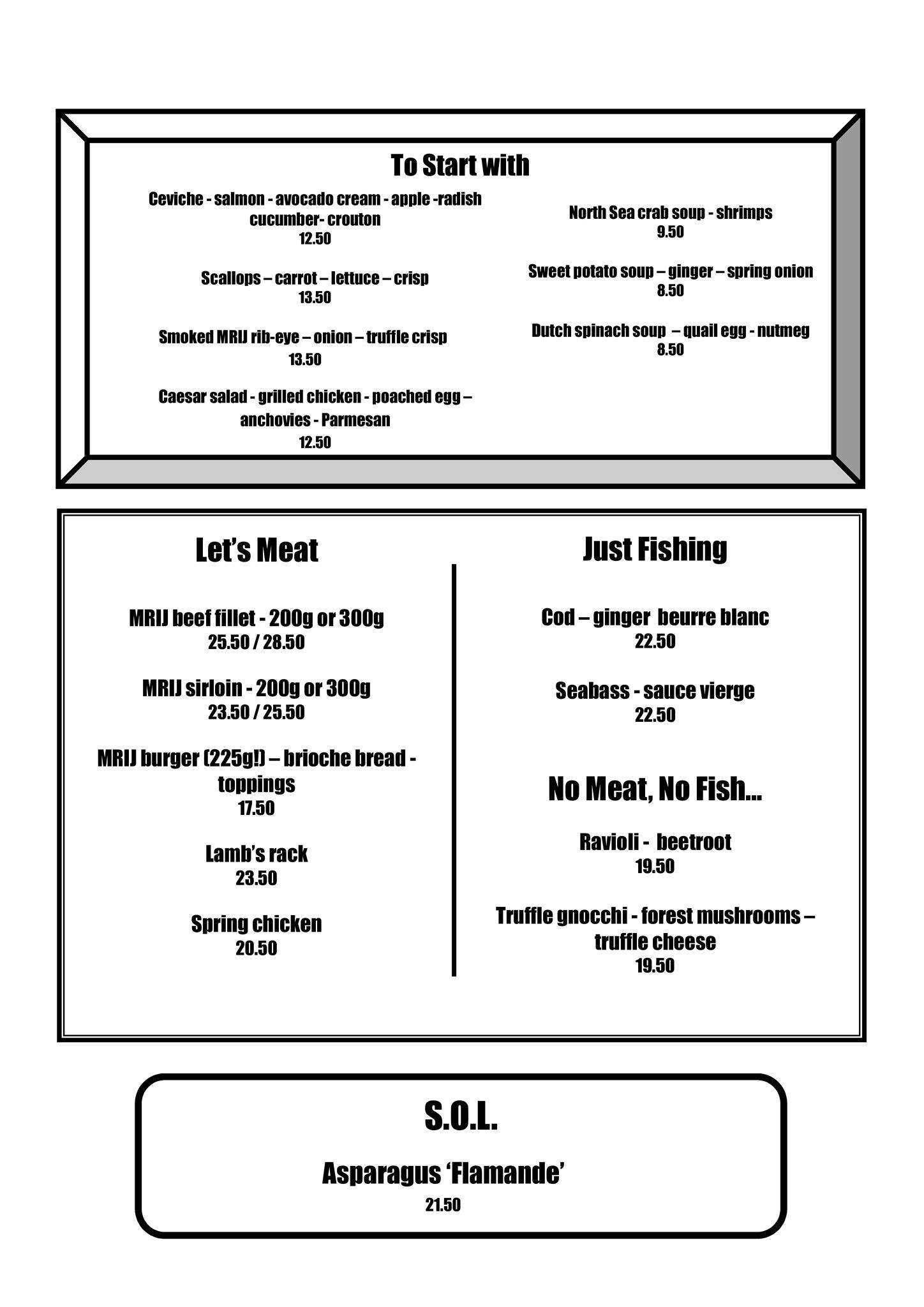 Menu at Radisson Blu Hotel, Amsterdam City Center, Amsterdam
