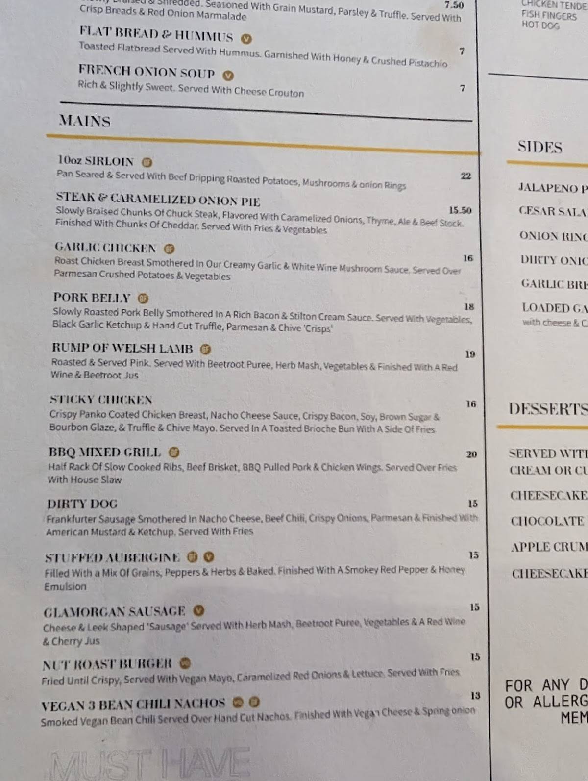 Menu at Railway Tavern pub & bar, Tredegar